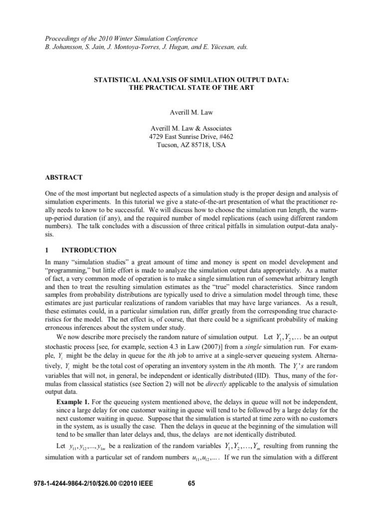 Statistical Analysis of Simulation Output Data: The Practical State of The Art | PDF