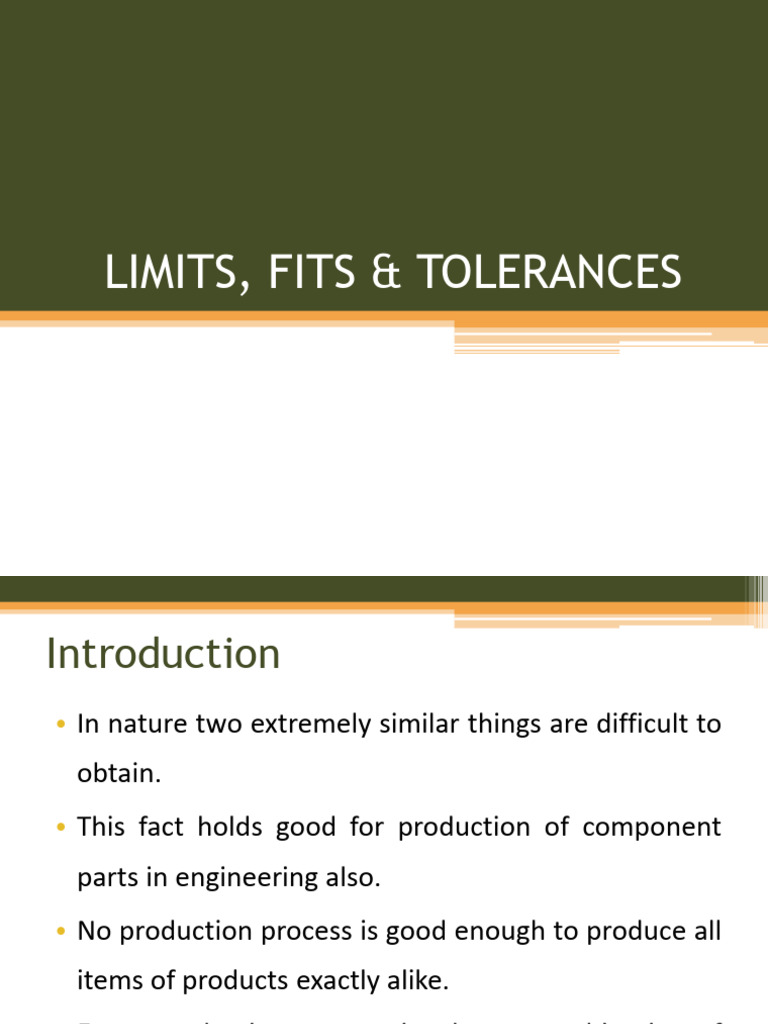 Limit, Fit, Tolerance | PDF