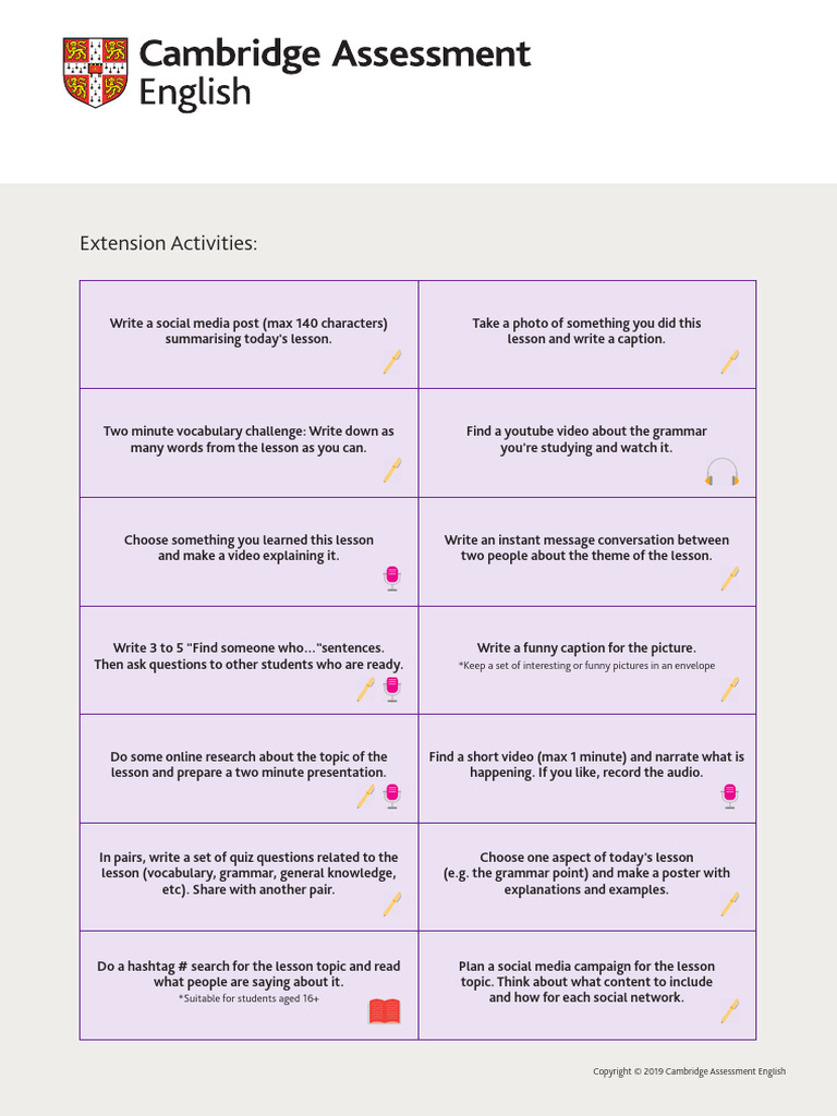 Teens Extension Tasks | PDF | Career & Growth | Language Arts & Discipline