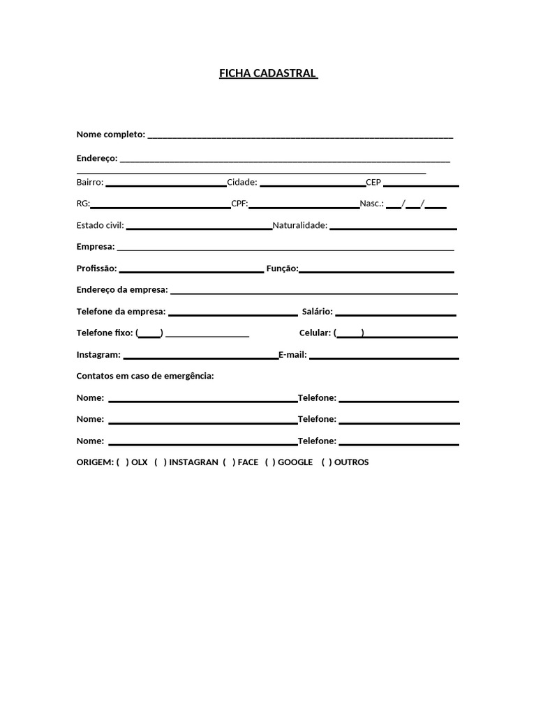 Ficha Cadastral.. | PDF