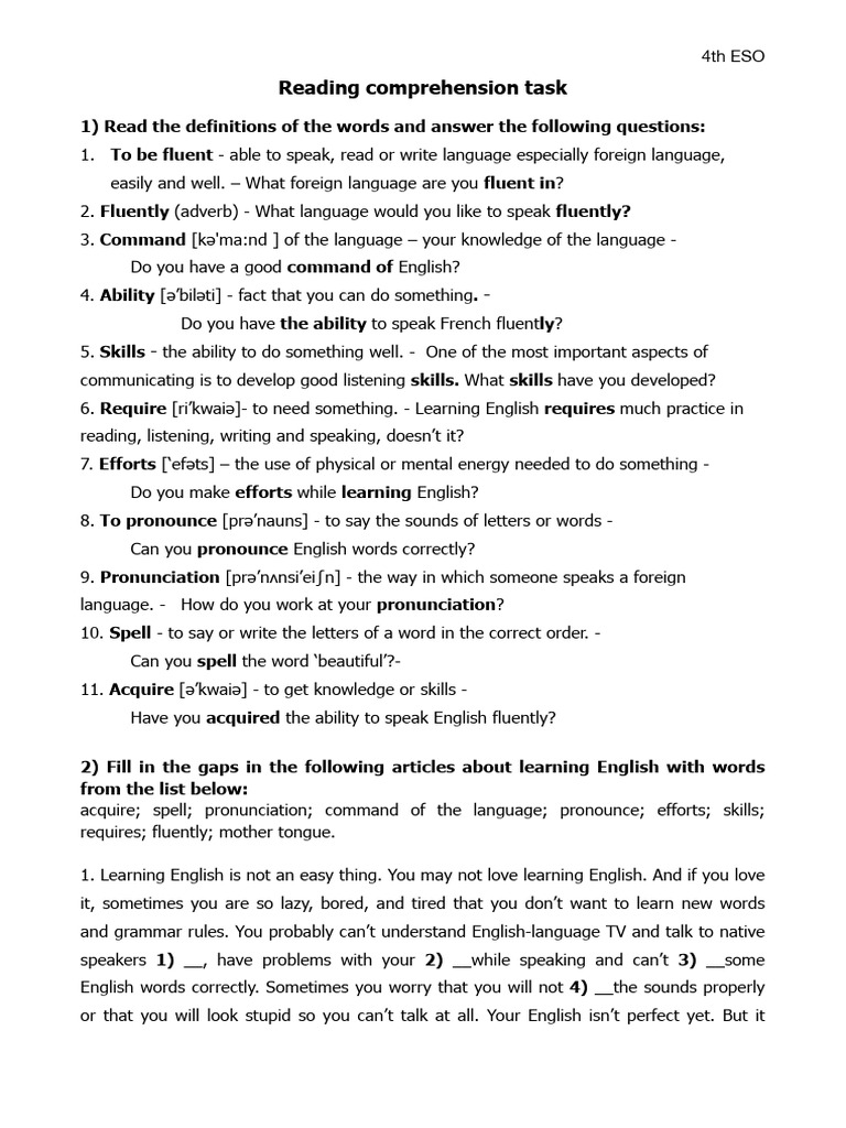 English Learning Skills Guide | PDF | English Language | Language Arts ...