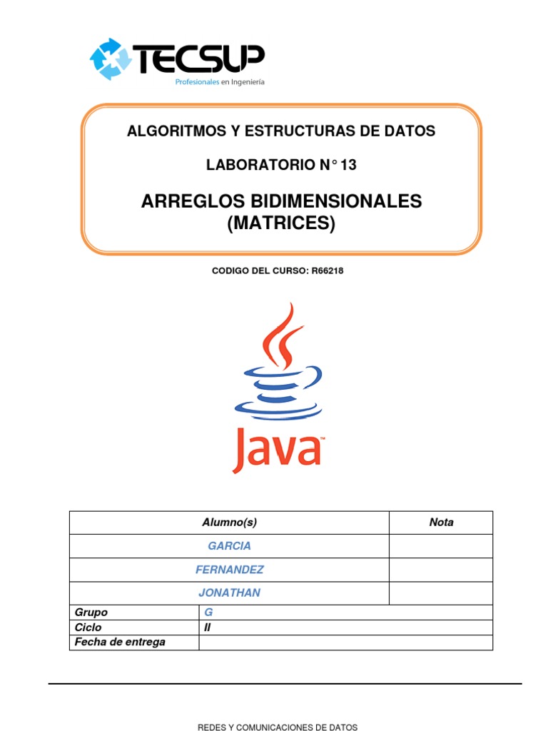 Arreglos bidimensionales (matrices) en Java | PDF | Matriz (Matemáticas) | Java (lenguaje de ...