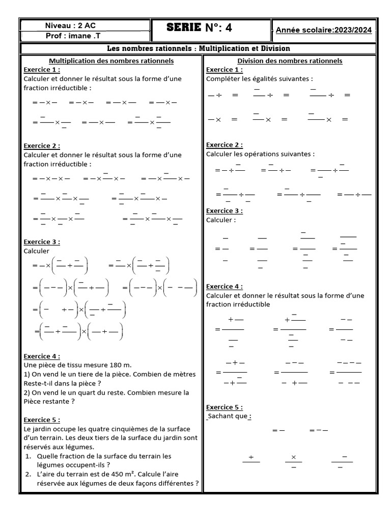 Rationnel Produit Division serie2AC | PDF