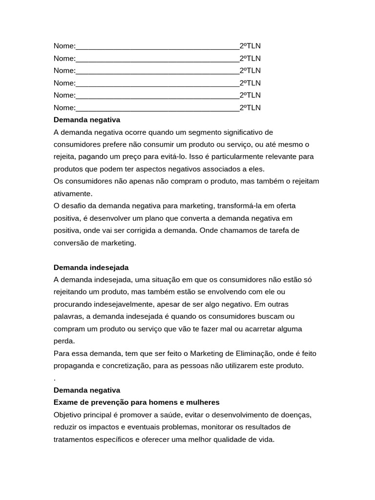 Demanda Negativa e Indesejada-2 | PDF