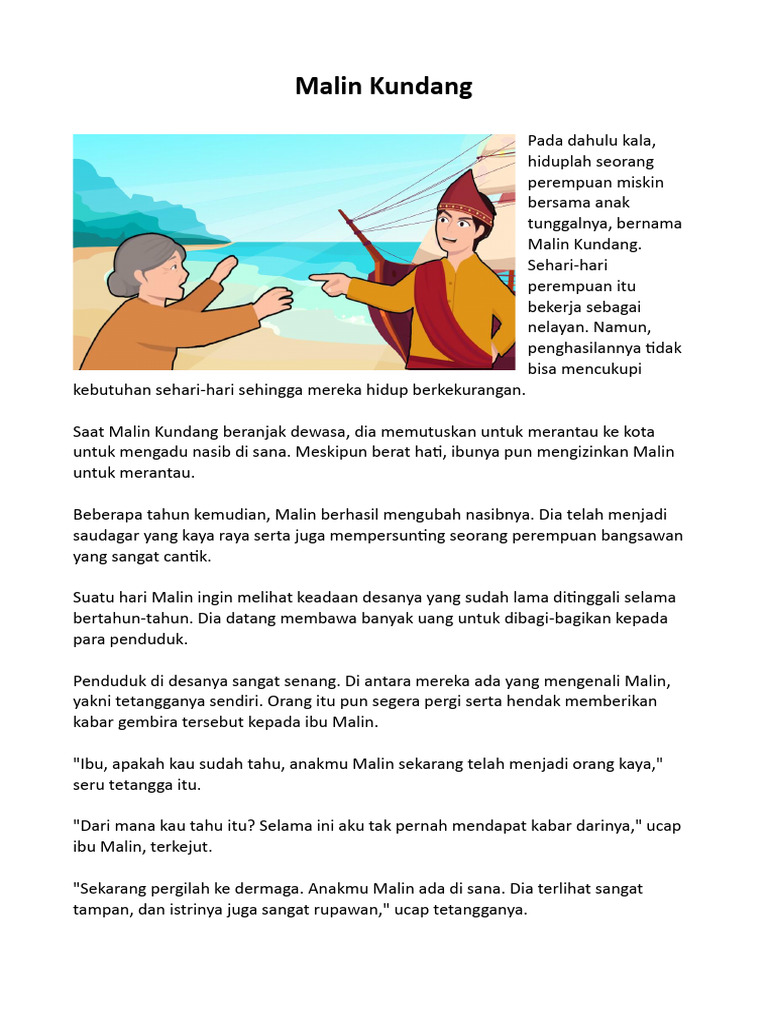 Legenda Malin Kundang Singkat | PDF