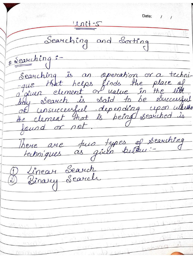 Data Str. Unit-5 (Searching and Sorting) - Compressed | PDF