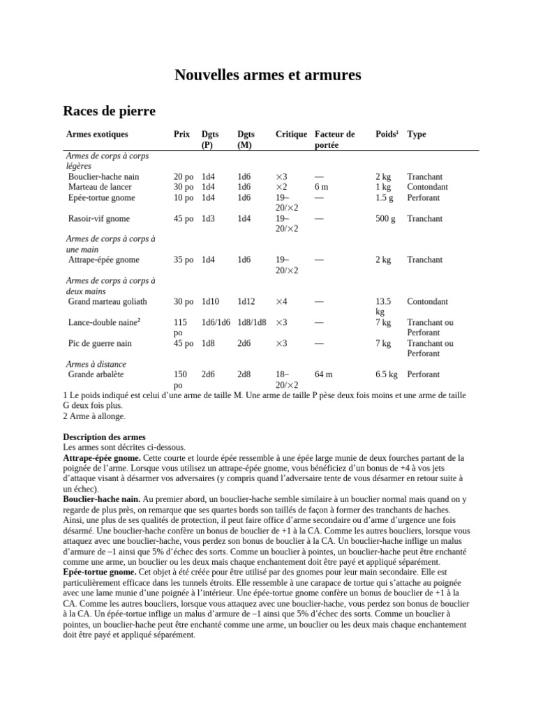 D&D 3.5 - Nouvelles Armes Et Armures | PDF