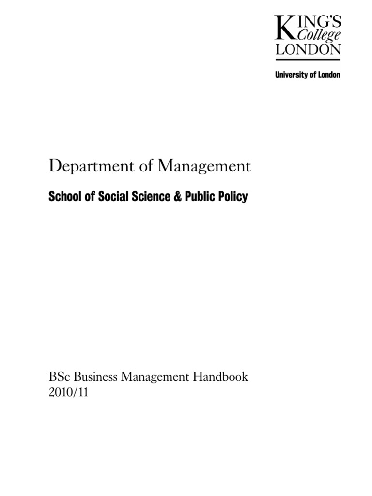 BSC Business Management Handbook2010 11 | PDF