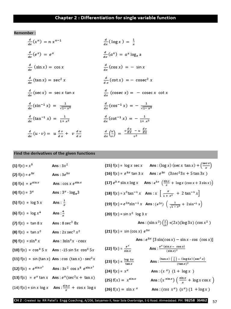 Differentiation | PDF