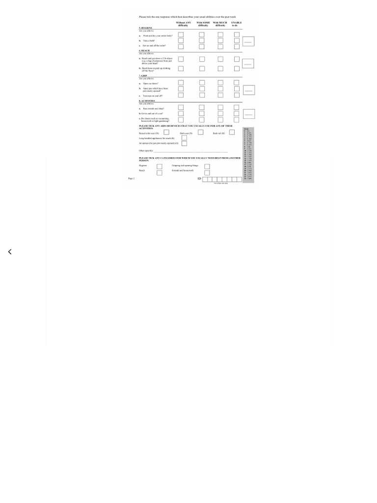 Id Health Assessment Questionnaire (Haq) - Scar | PDF