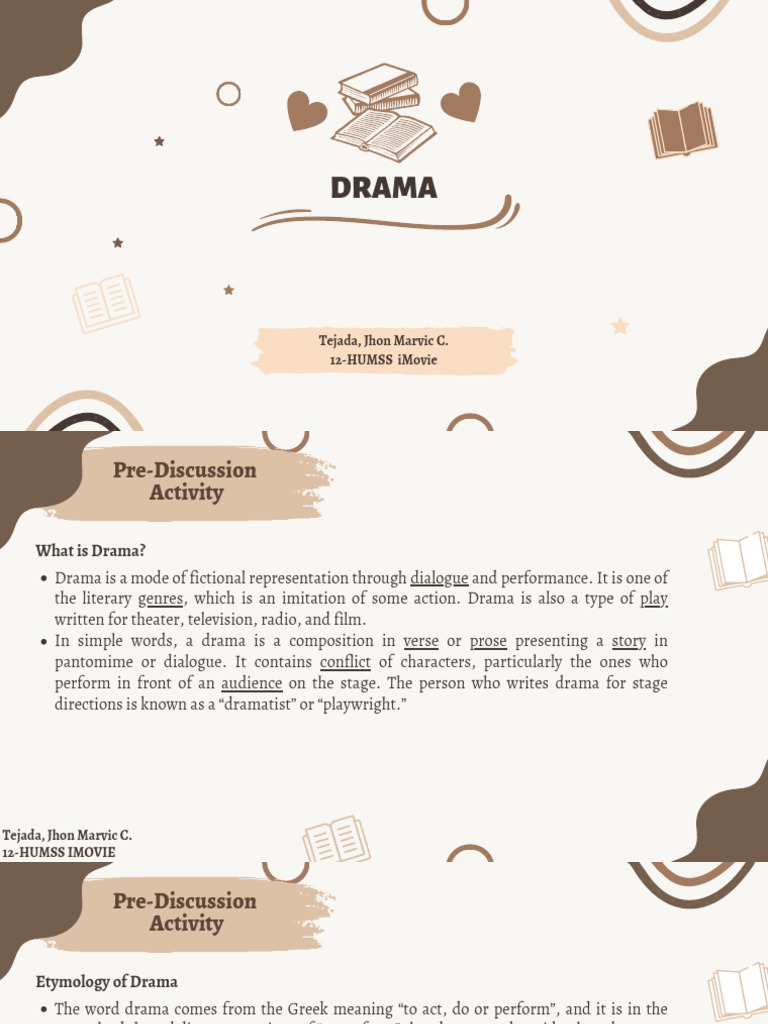CREATIVE WRITING Pre-Discussion Activity Drama | PDF | Play (Theatre ...