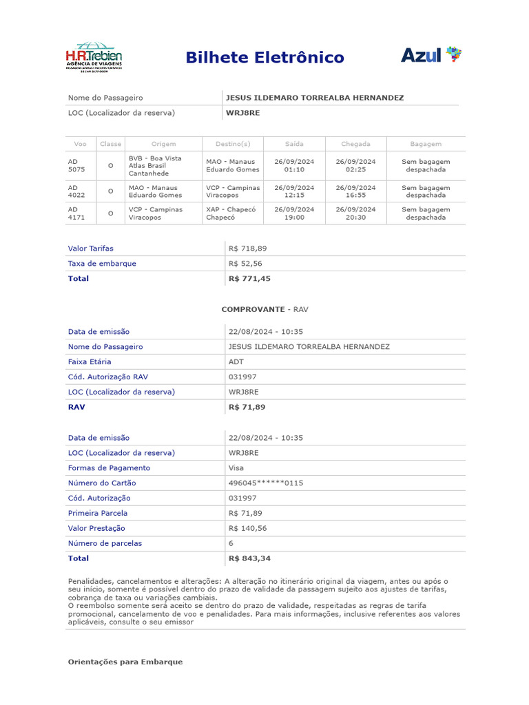 Bilhete Jesus Ildemaro Torrealba Hernandez | PDF