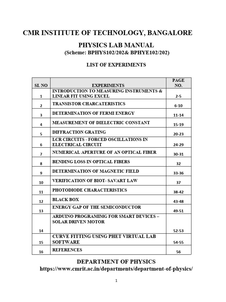 PHYSICS Lab Manual | PDF