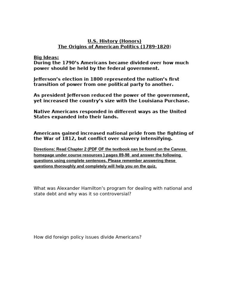 The Origins of American Politics Study Guide | PDF