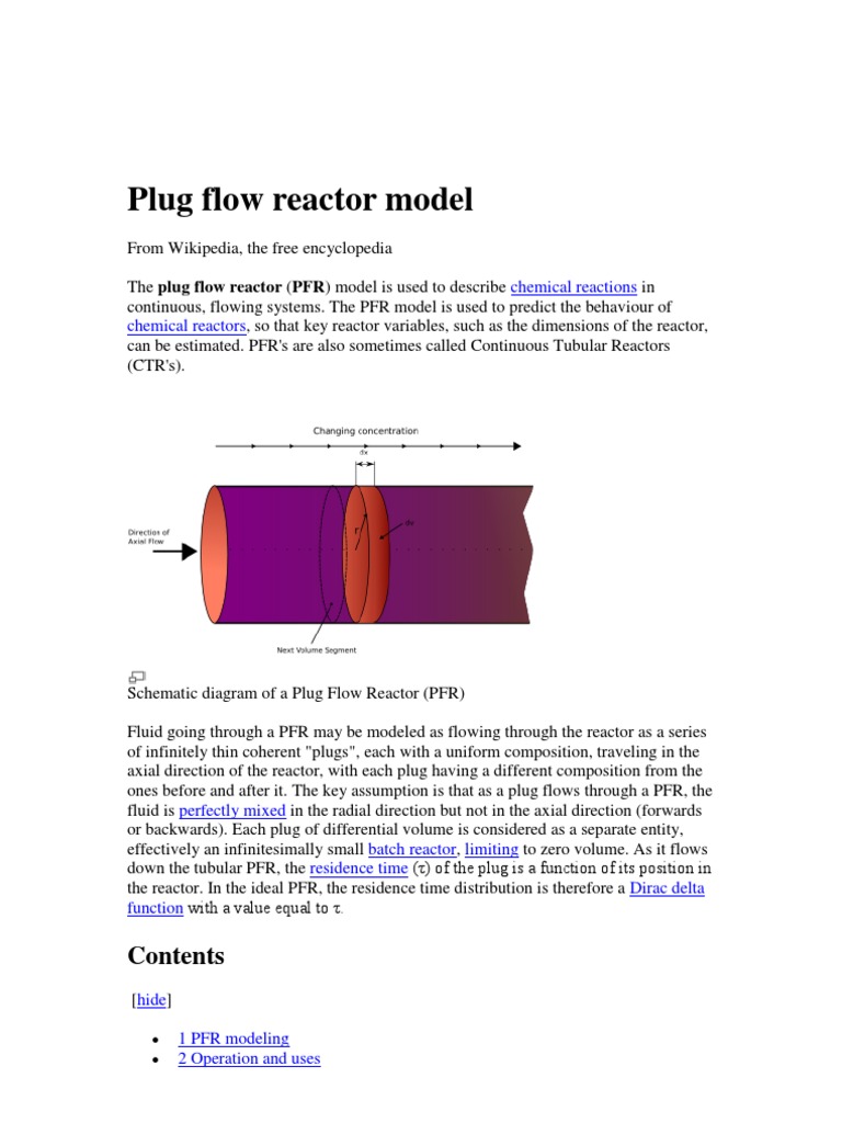 P.F.R | Chemical Reactor | Physical Chemistry