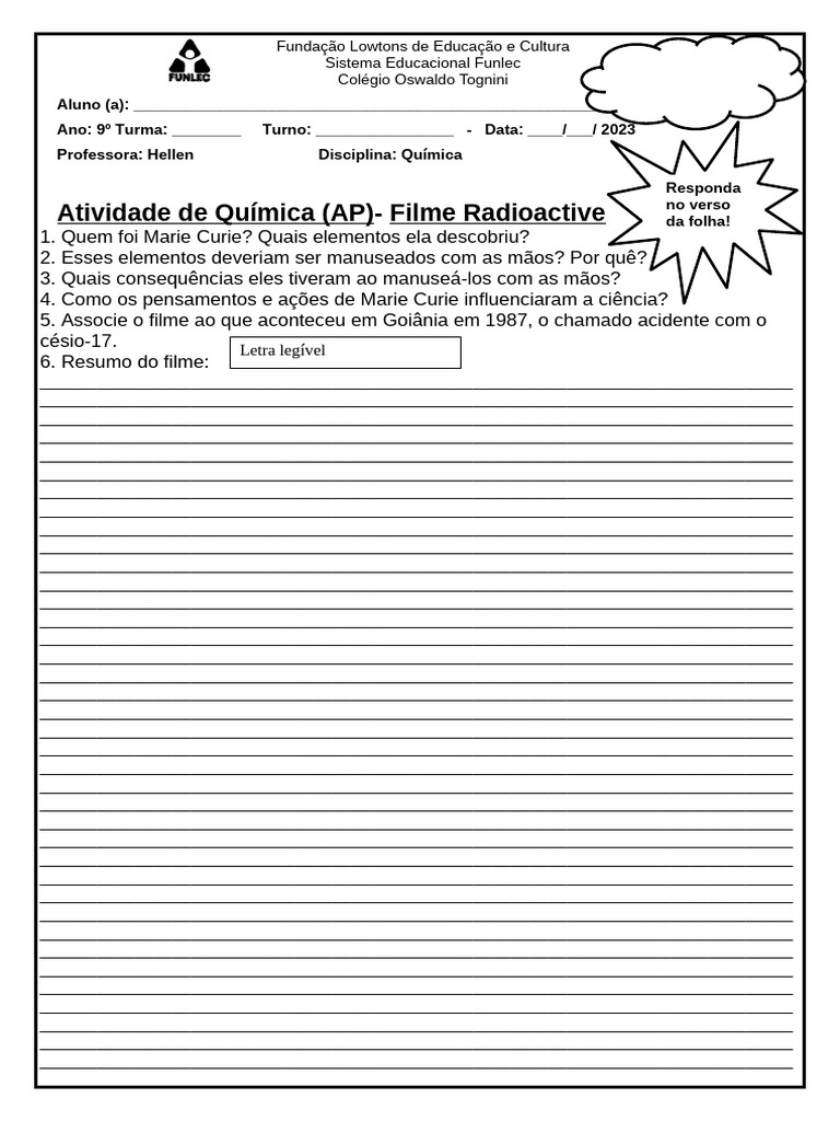 Marie Curie e o Filme Radioactive | PDF