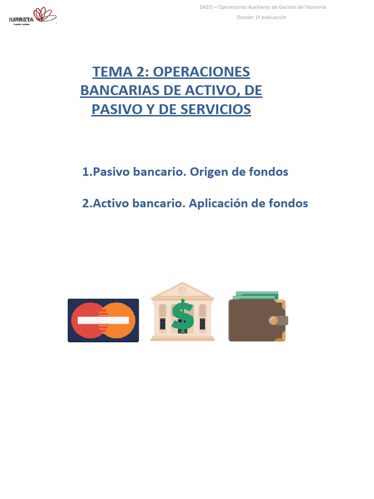TEMA 2. OPERACIONES DE ACTIVO, DE PASIVO Y DE SERVICIOS | PDF