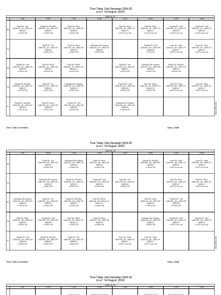 3rd SEM-Time Table | PDF