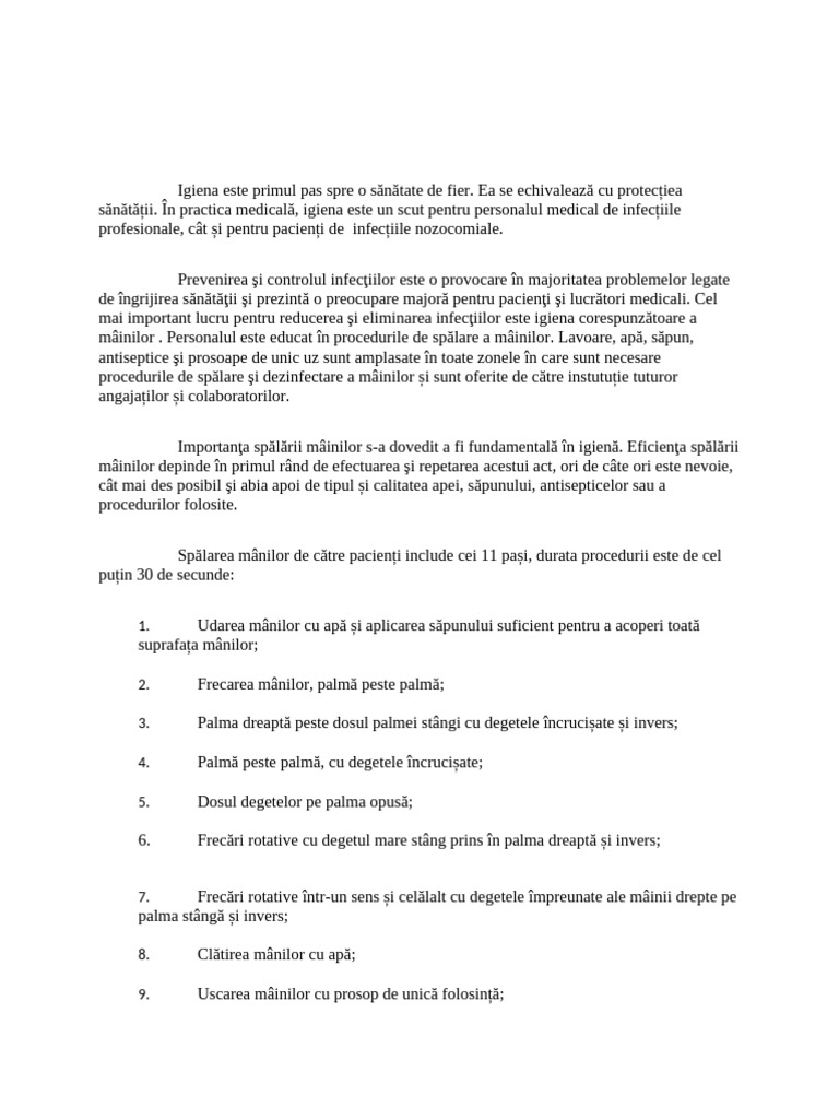 Igiena Este Primul Pas Spre o Sănătate de Fier | PDF