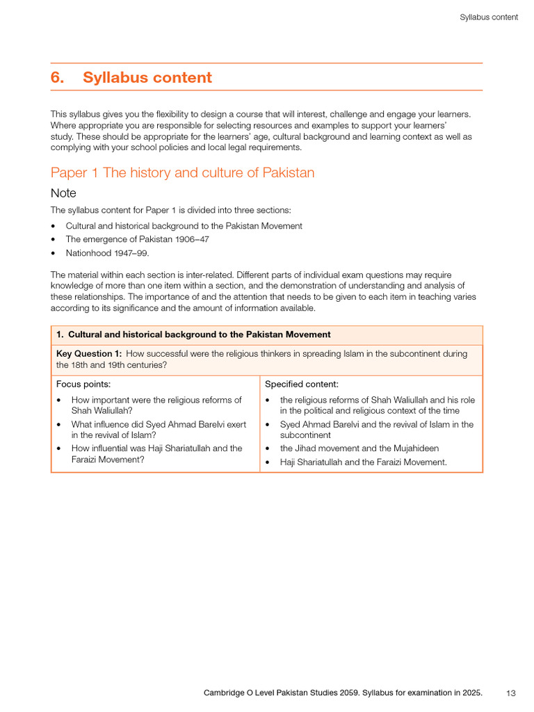 History Syllabus Key Qs | PDF