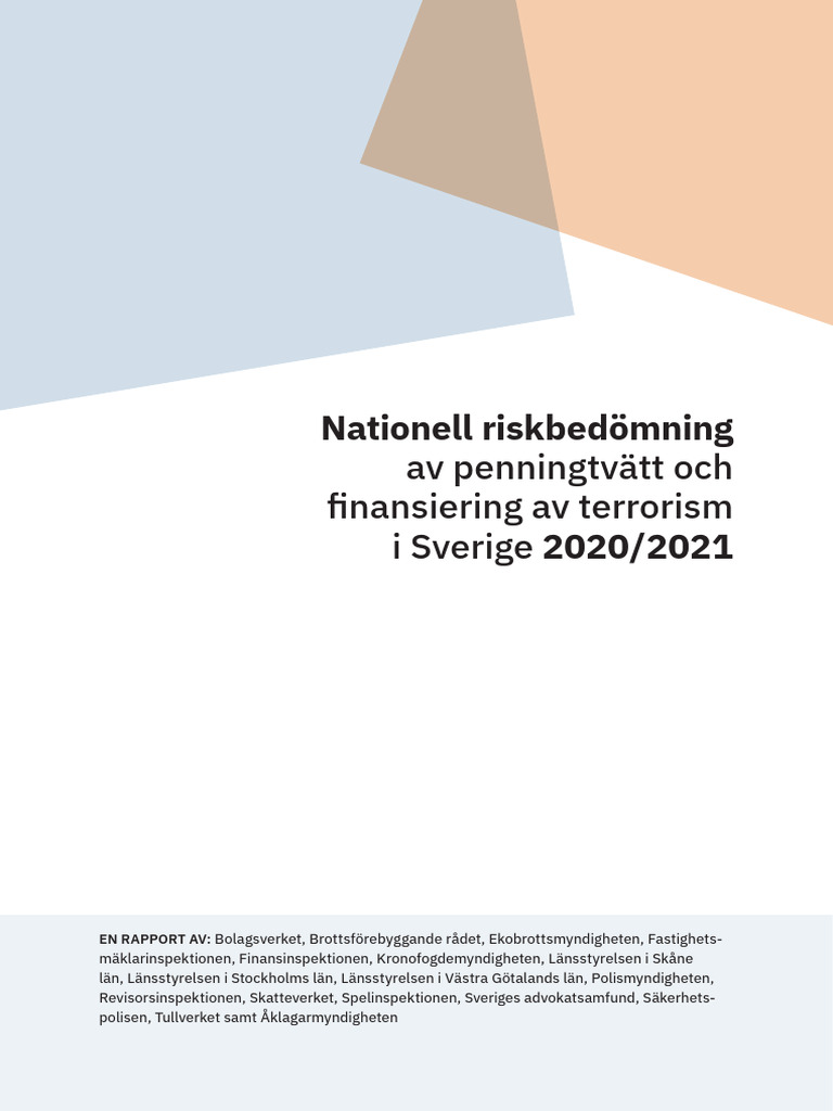 Nationell Riskbedömning Av Penningtvätt Och Finansiering Av Terrorism ...