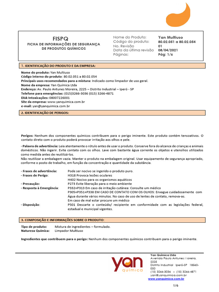 FISPQ Multiuso | PDF