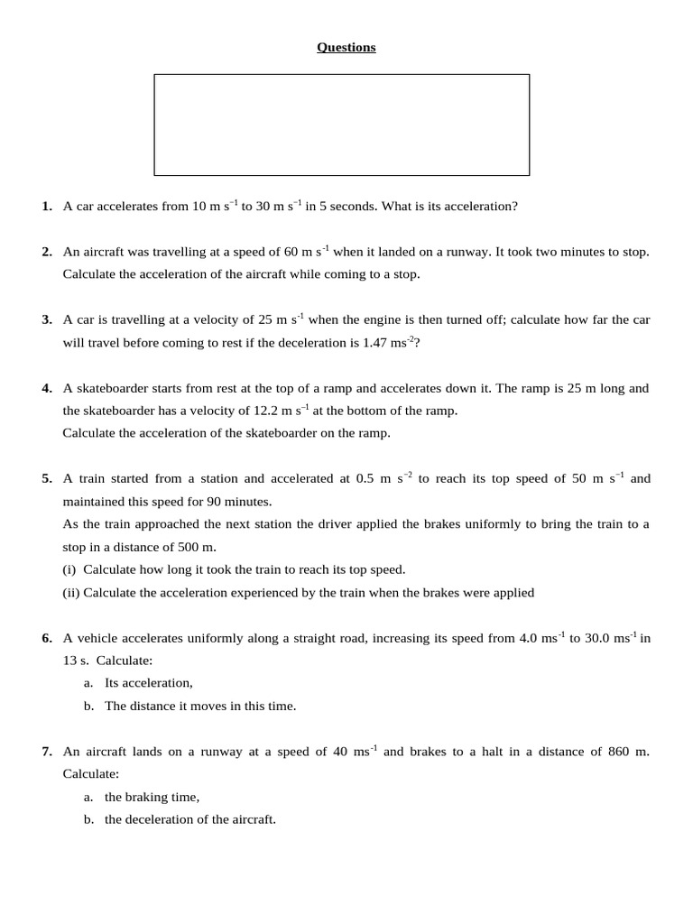 SUVAT Worksheet | PDF