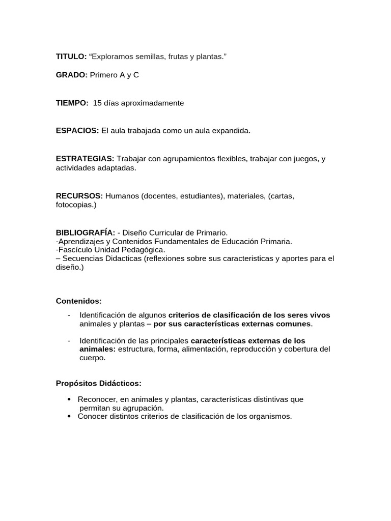 Secuencia de Cs Nat 1 GRADO | PDF
