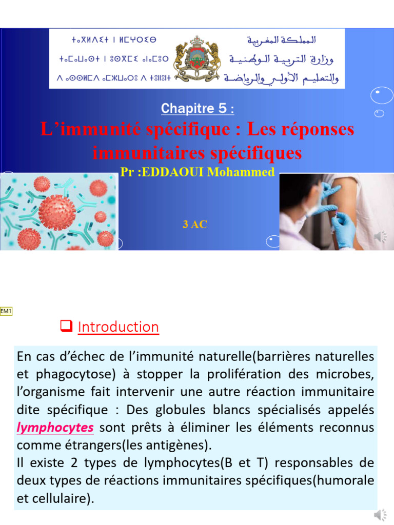 Immunité Specifique - Cours Complet | PDF