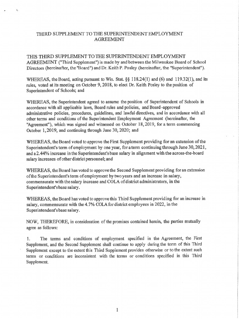 2022 Superintendent Salary Milwaukee Public Schools (Keith Posley) | PDF