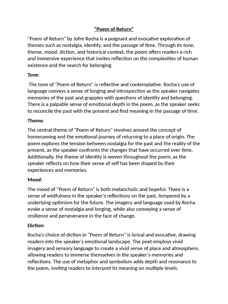 Poem of Return | PDF