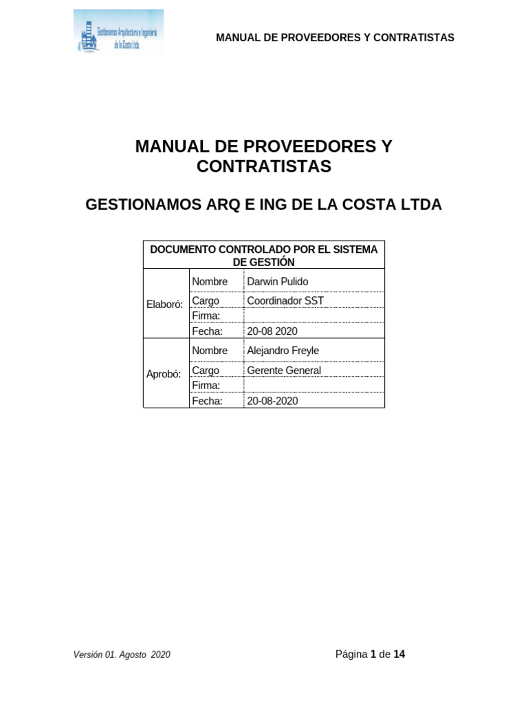Anexo 31 Manual de Proveedores y Contratistas | PDF