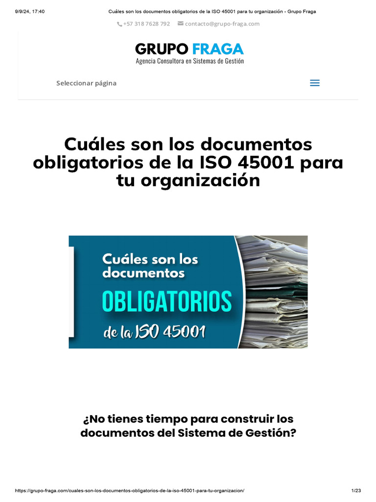Cuáles Son Los Documentos Obligatorios de La ISO 45001 para Tu ...