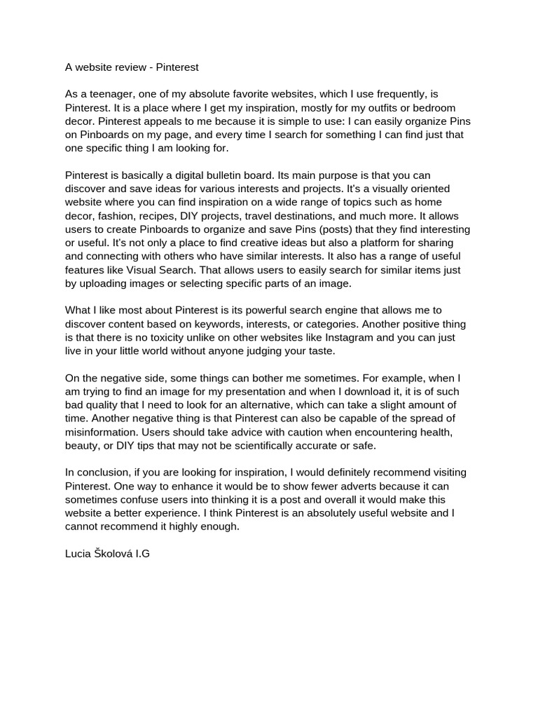 A Website Review - Pinterest | PDF