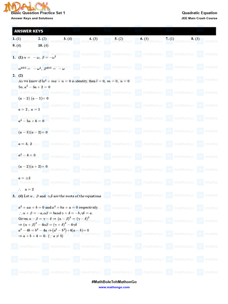 29 Sol - Practice Question Set 1 @IndAlok | PDF