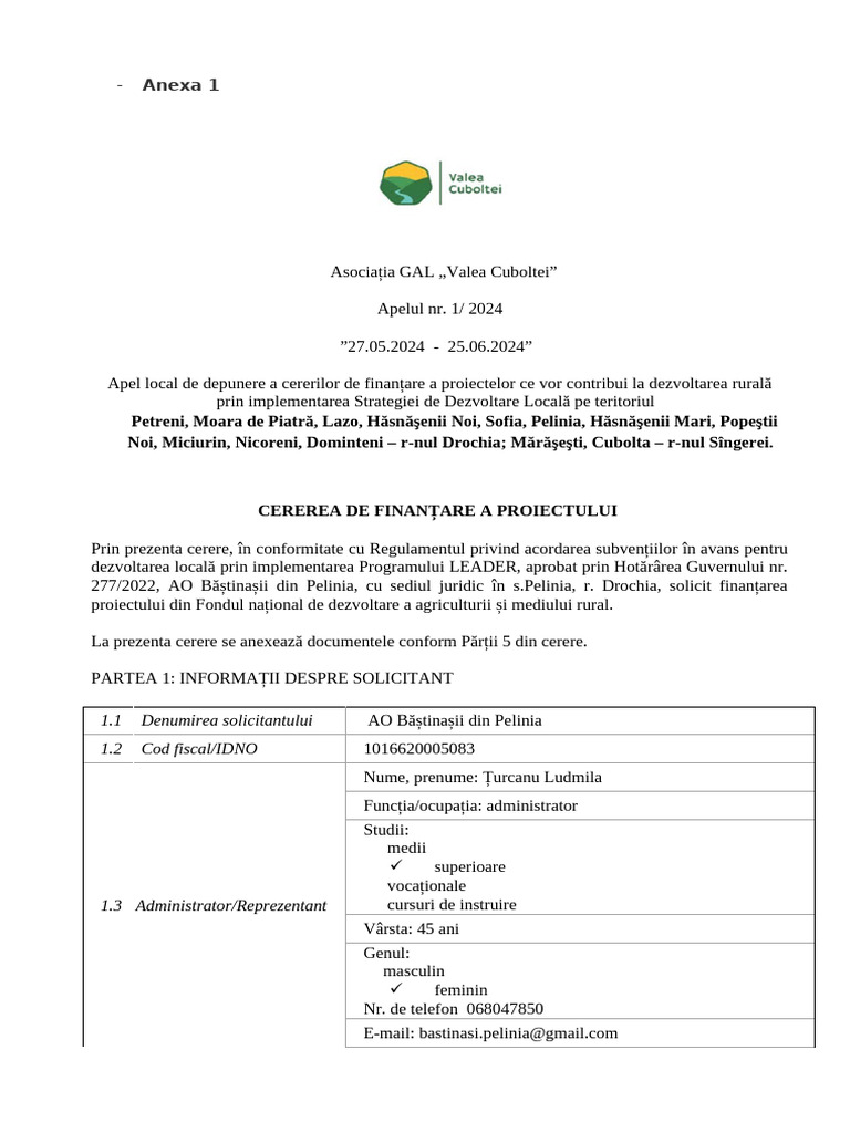 Formular - Cerere de Aplicare | PDF