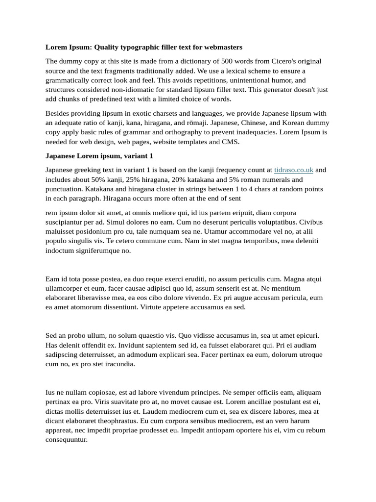 Lorem Ipsum: Quality Typographic Filler Text For Webmasters: Tidraso ...