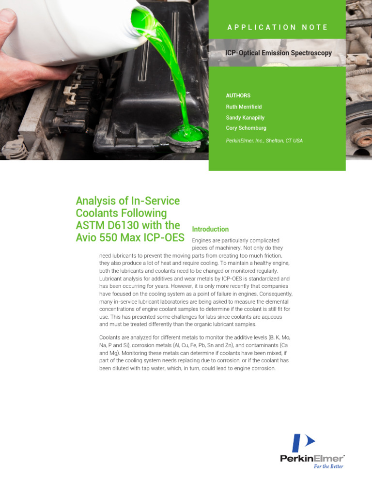 App Analysis of in Service Coolants Following Astm d6130 With The Avio ...