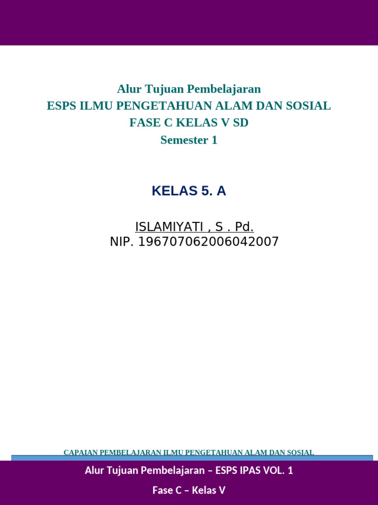 Atp Esps Ipas Kelas 5 (Vol. 1 Dan 2) PDF | PDF