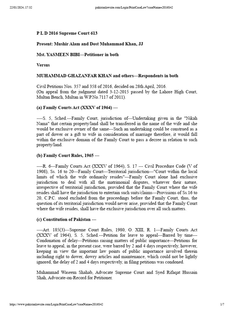 PLD 2016 SC 613 | PDF