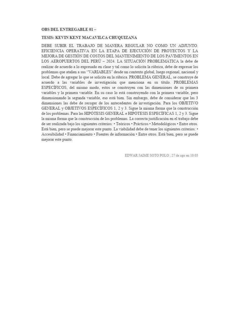 Obs - Entregable 01 - Kmch | PDF