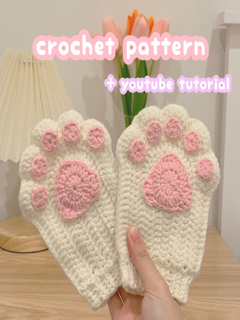 Crochet Cat Paw Gloves Pattern | PDF