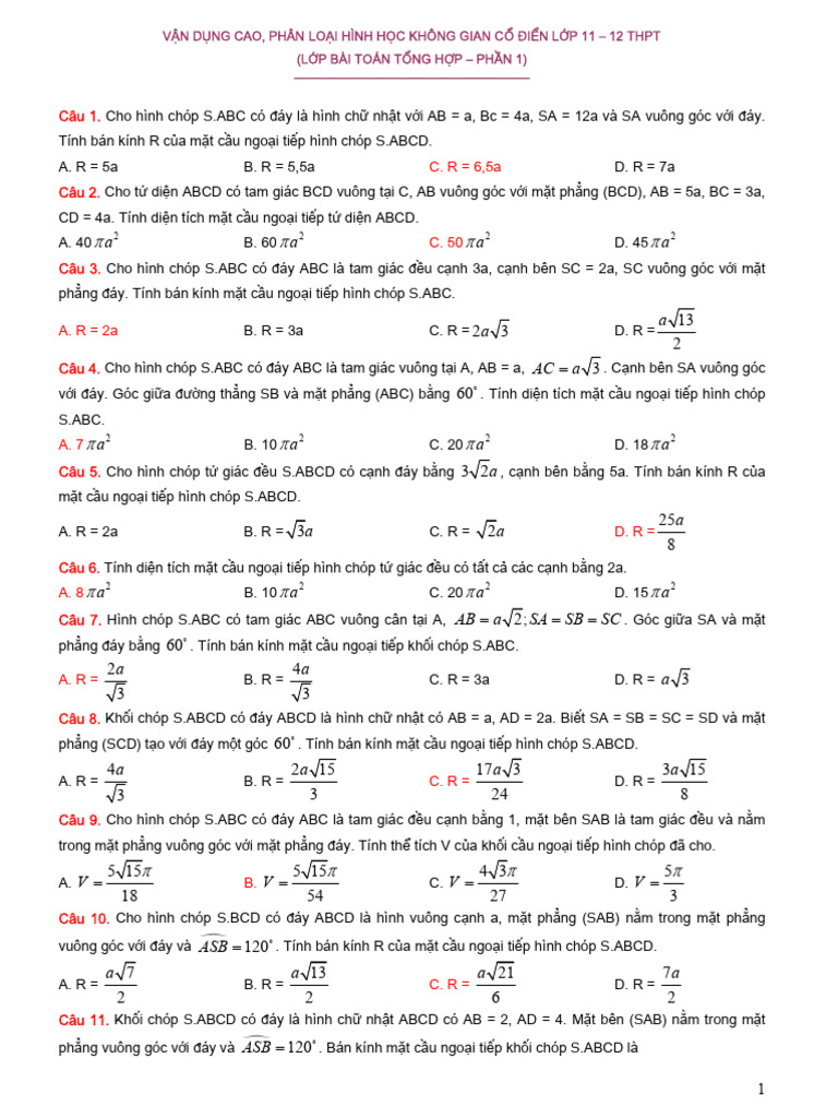 TỔNG ÔN VDC HHKG (8 PHẦN) | PDF