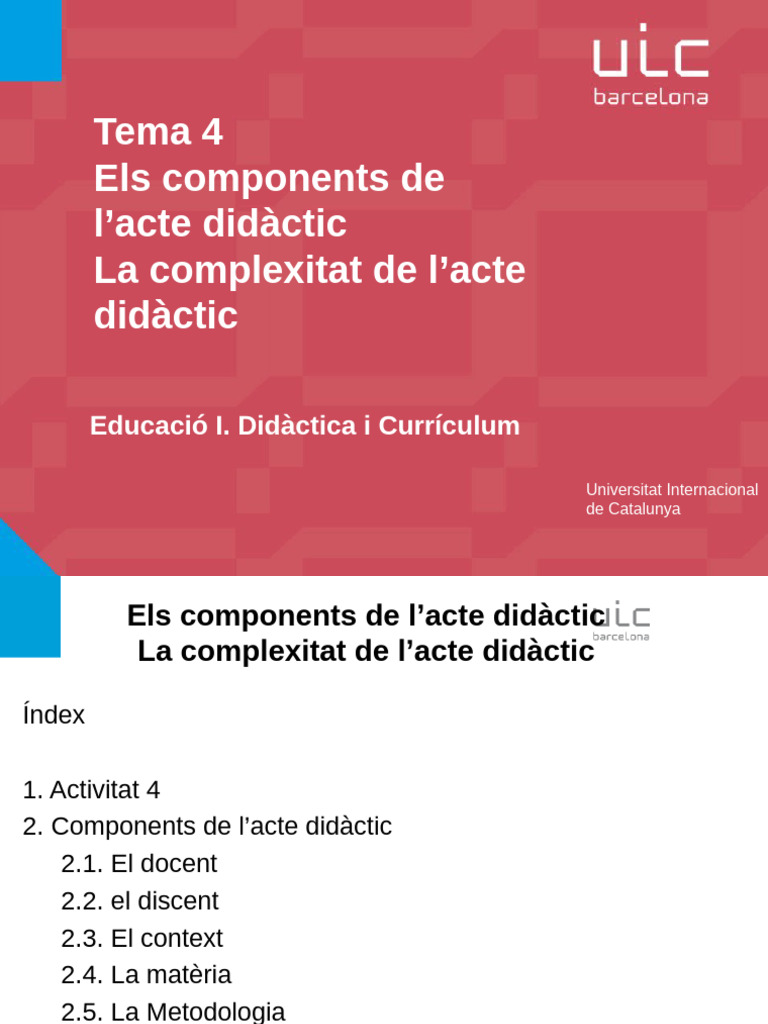 Tema 4- Components de lacte didÃ ctic (1) | PDF