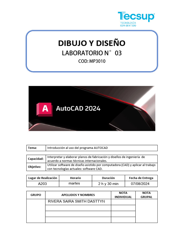 Lab N°3 Dibujo y Diseño Smith Rivera Saira | PDF | Technology & Engineering