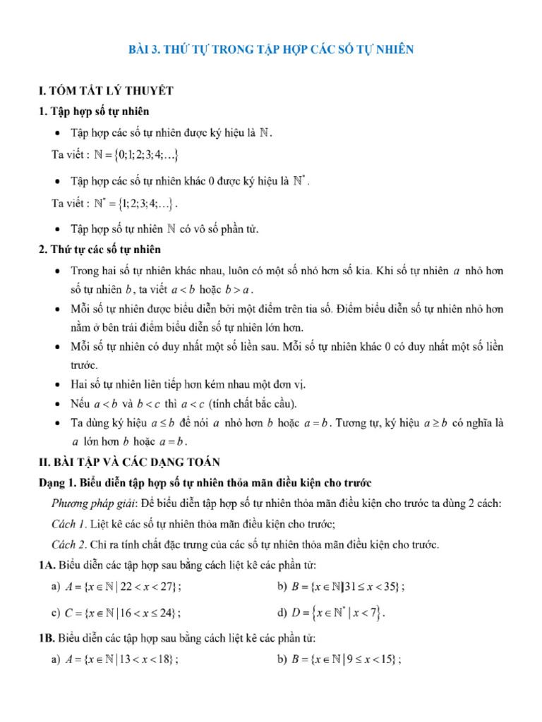c1 Bai 3 Thu Tu Trong Tap Hop So Tu Nhien 2400 PDF - Gdrive.vip | PDF