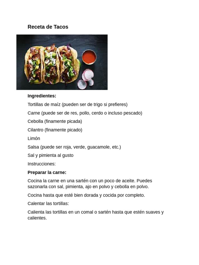 Receta de tacos | PDF