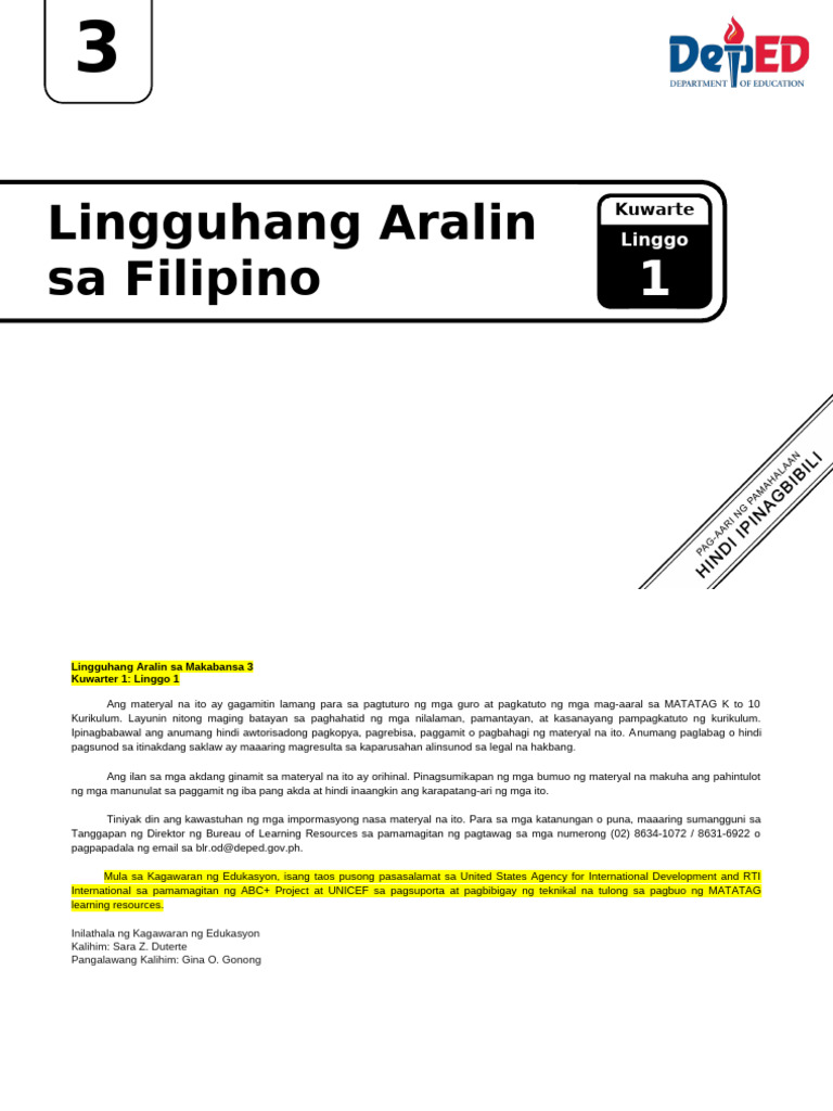 Lesson Exemplar Template Filipino Version - 2 | PDF