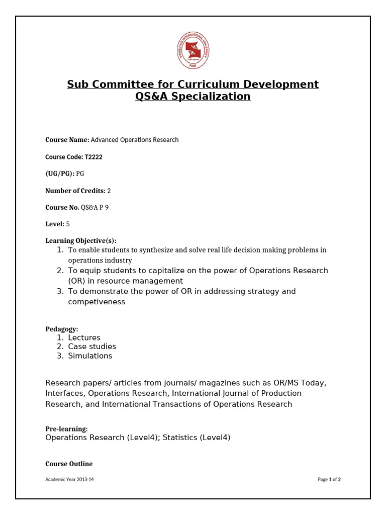 T2222-Advanced Operation Research | PDF