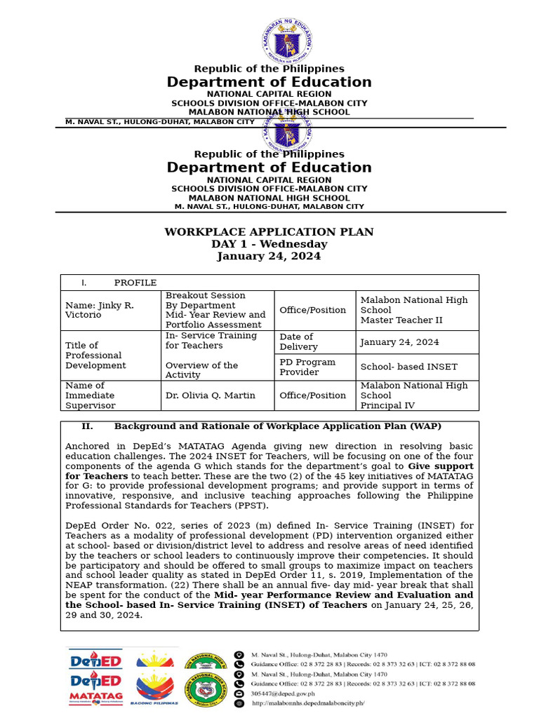 Work Application Plan (WAP) For Monitoring | PDF